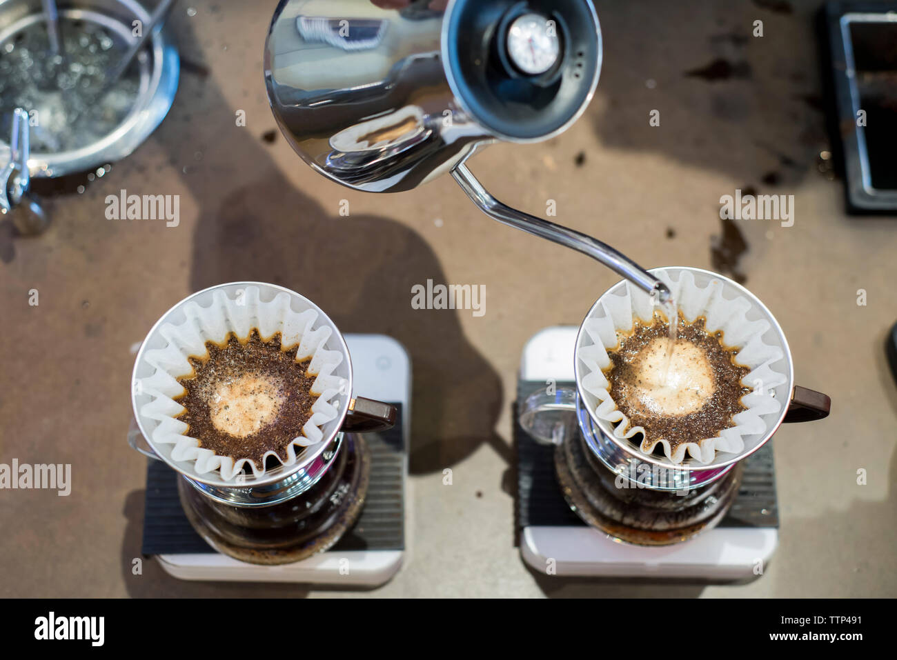 Ground coffee poured boiling water hi-res stock photography and images ...