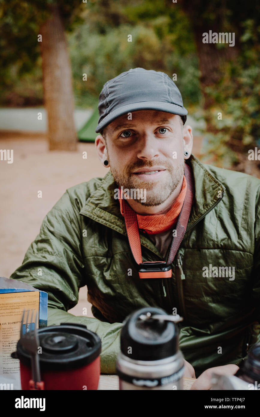 Portrait man sitting forest hi-res stock photography and images - Alamy
