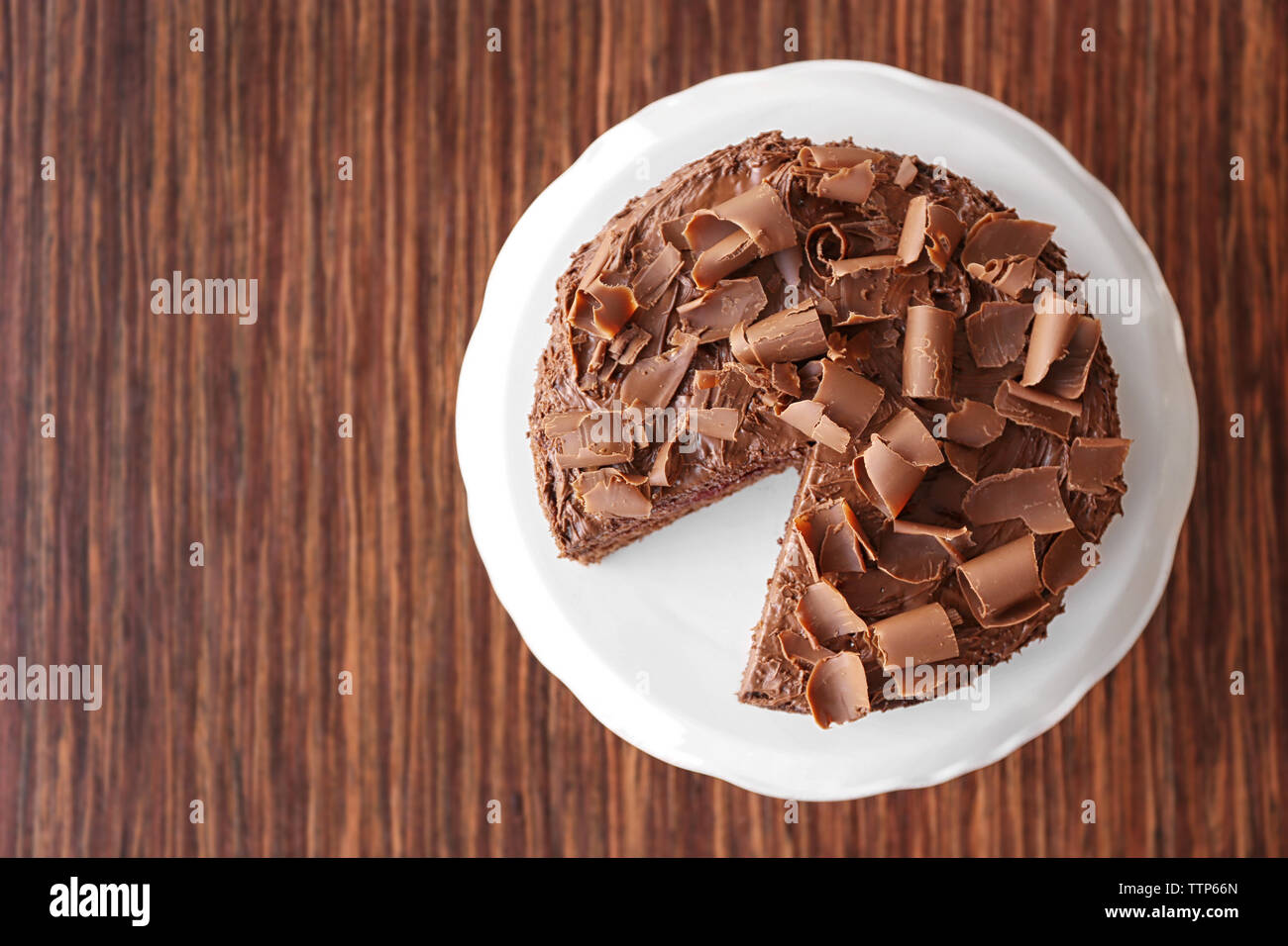 Delicious chocolate cake, top view Stock Photo - Alamy