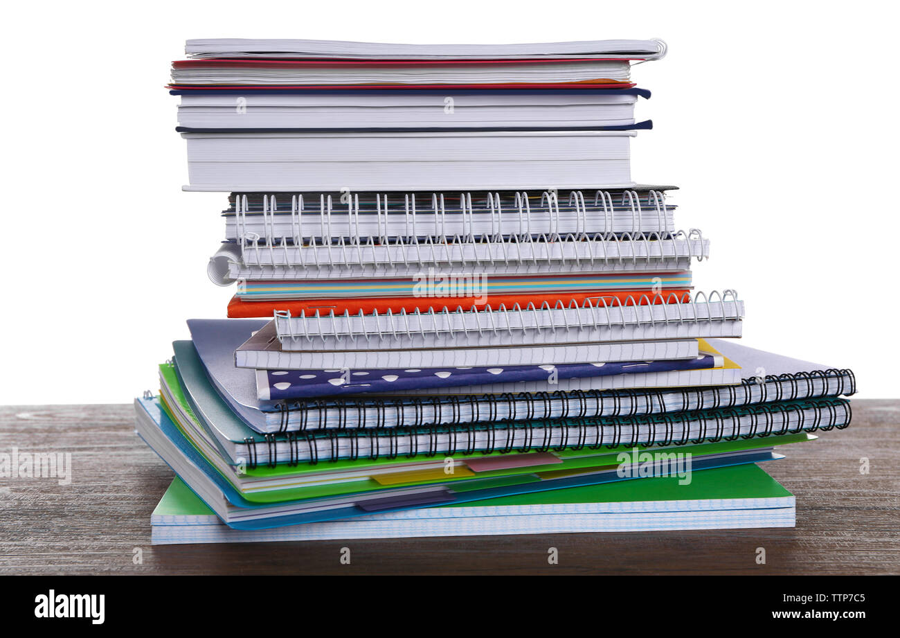 School notebooks, isolated on white Stock Photo - Alamy
