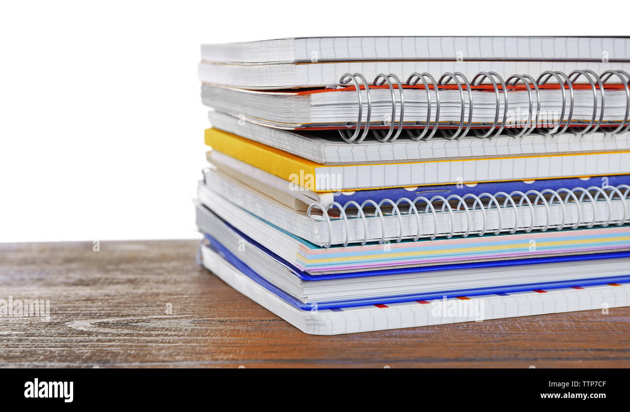 School notebooks, isolated on white Stock Photo - Alamy