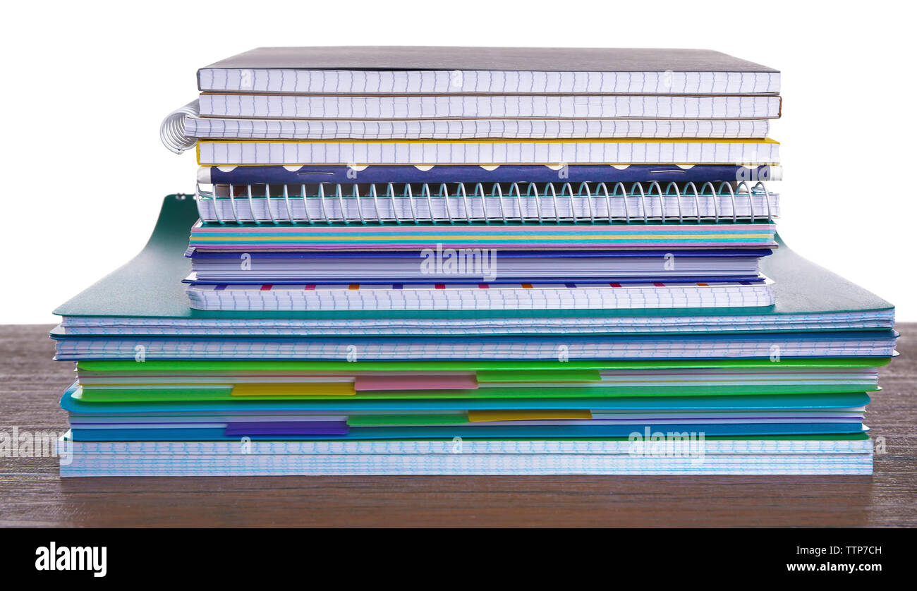School notebooks, isolated on white Stock Photo - Alamy