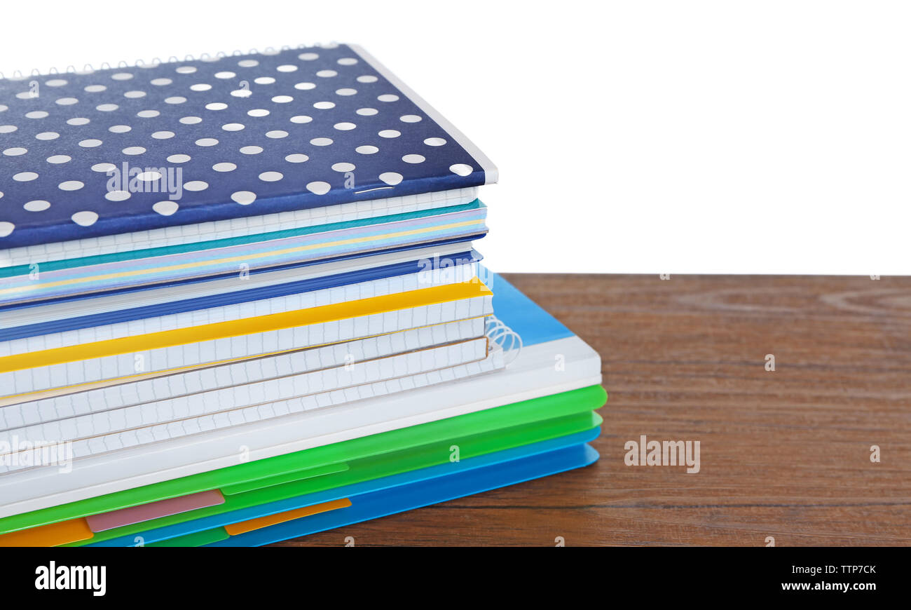 School notebooks, isolated on white Stock Photo - Alamy
