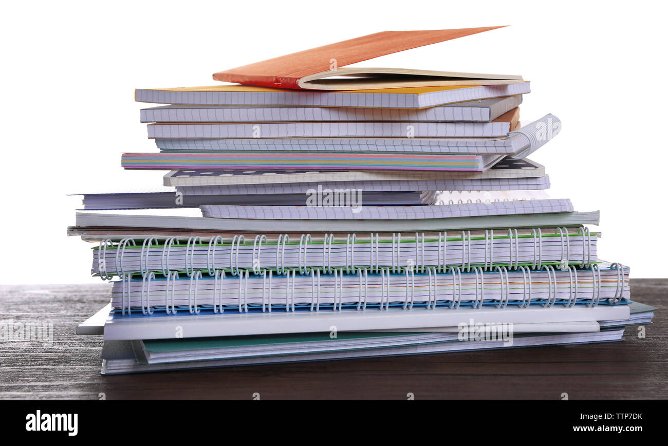 School notebooks, isolated on white Stock Photo - Alamy