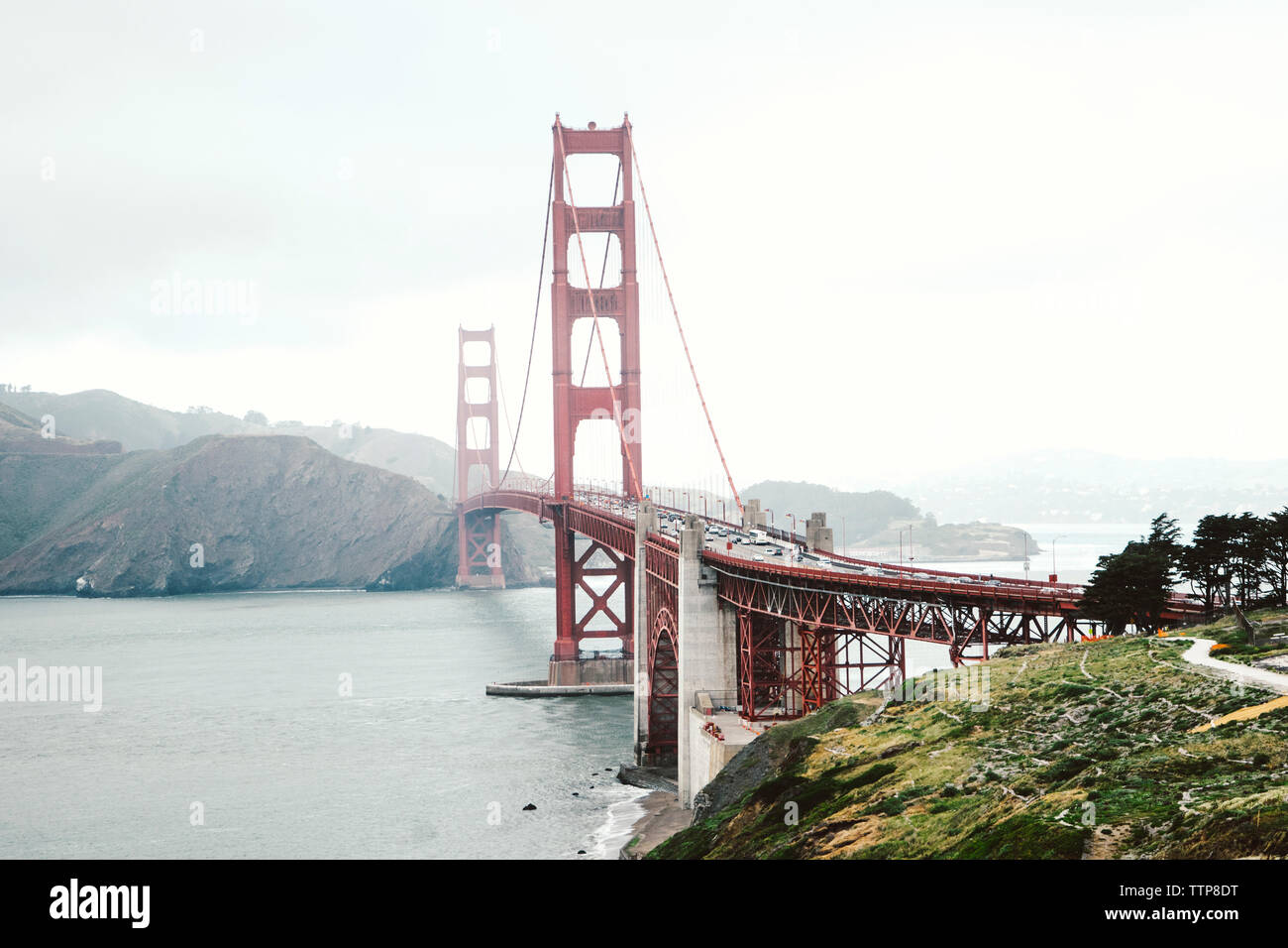 High angle view of Golden Gate Bridge against clear sky Stock Photo - Alamy