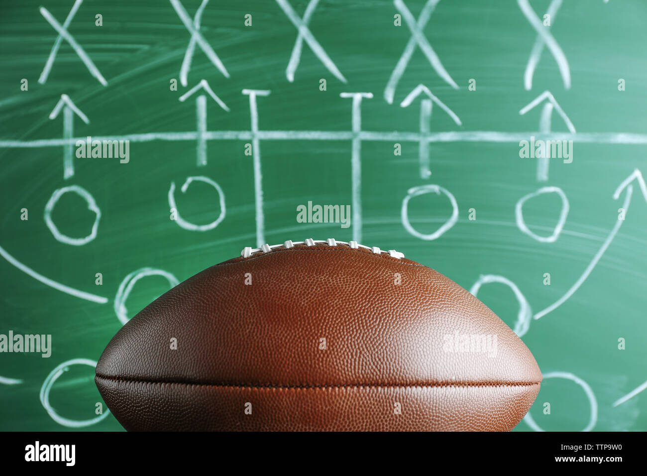 American football game strategy written with chalk on blackboard Stock ...