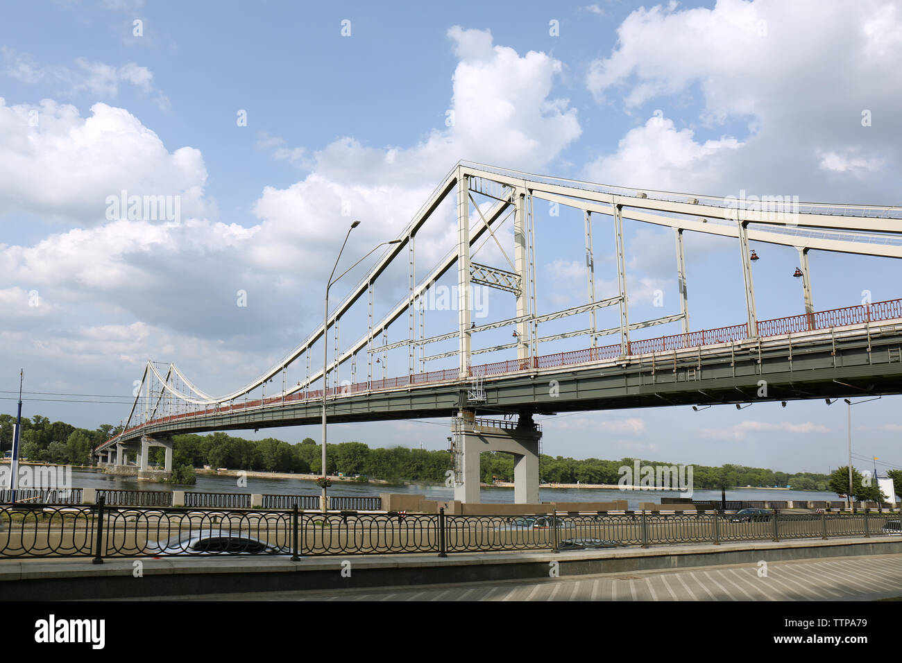 Modern bridge over river Stock Photo - Alamy