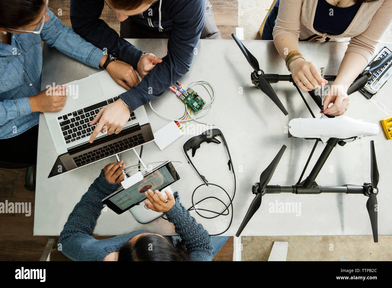 Drone technology overhead cables hi-res stock photography and images ...