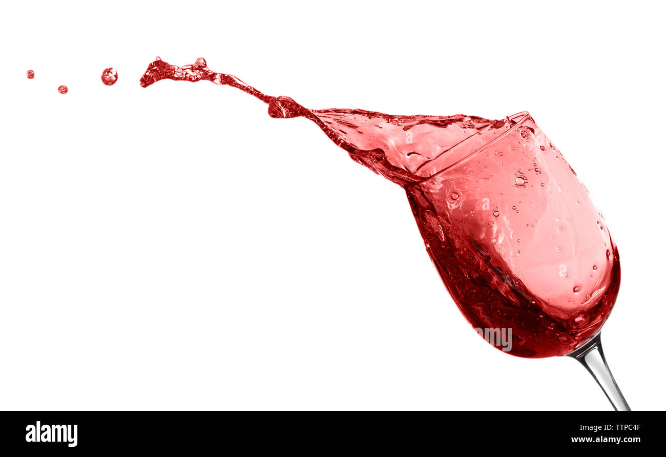 Splash of red wine, isolated on white Stock Photo - Alamy
