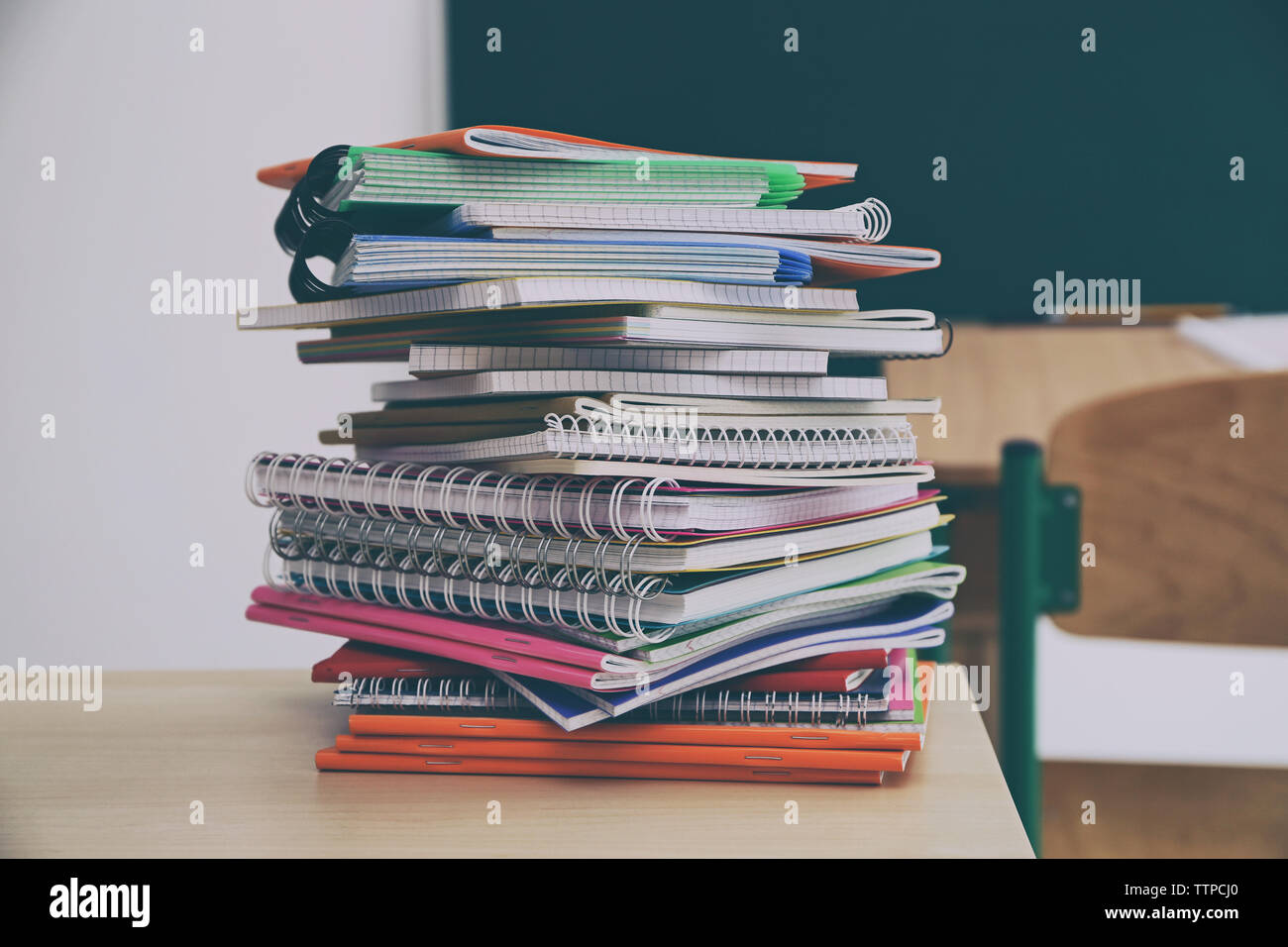 Stacked school notebooks closeup Stock Photo - Alamy