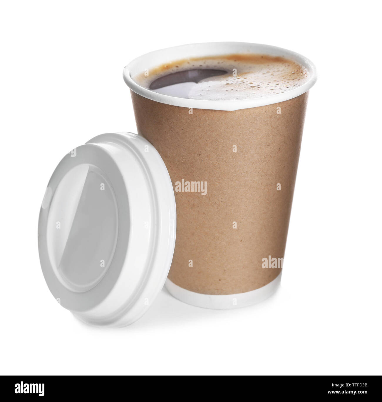 Paper cup of coffee isolated on white Stock Photo - Alamy