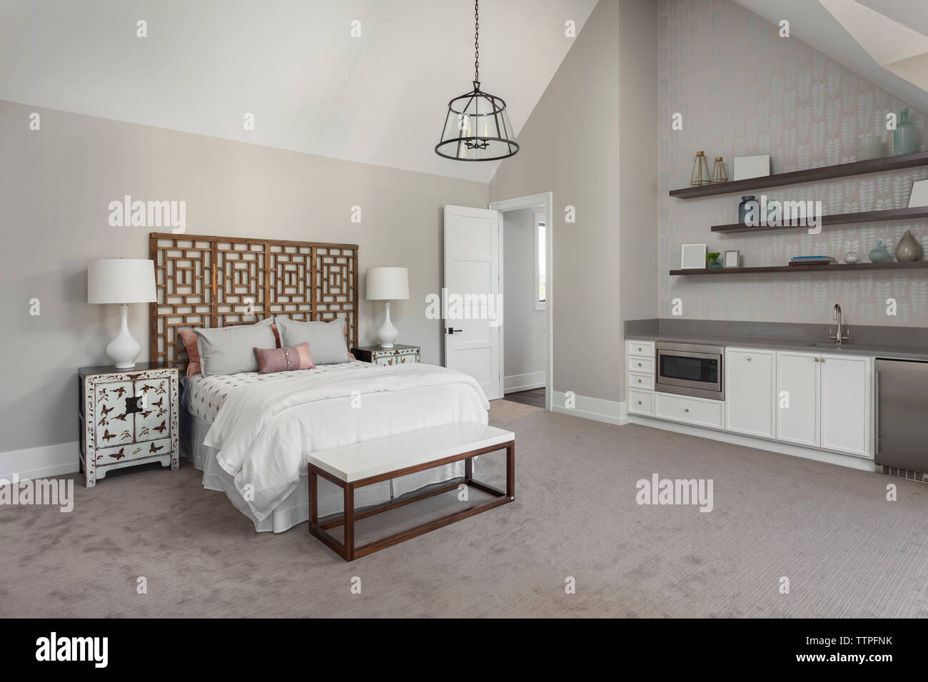 Interior of modern bedroom at home Stock Photo - Alamy