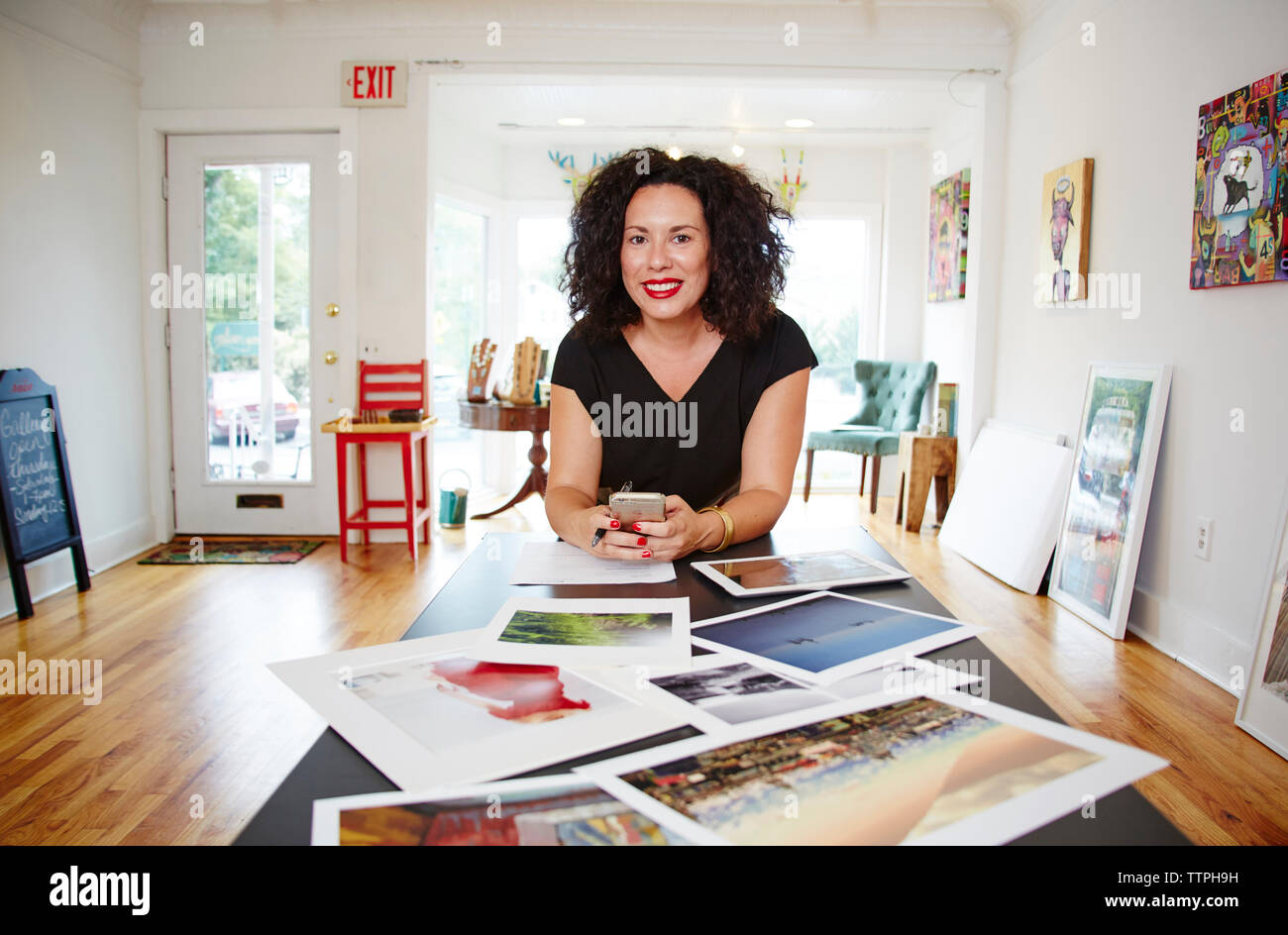 Creativity standing smiling art gallery art and craft hi-res stock ...