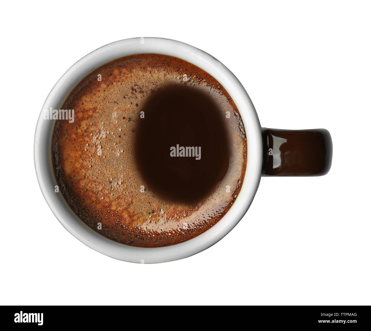 Mug of fresh coffee, top view Stock Photo - Alamy