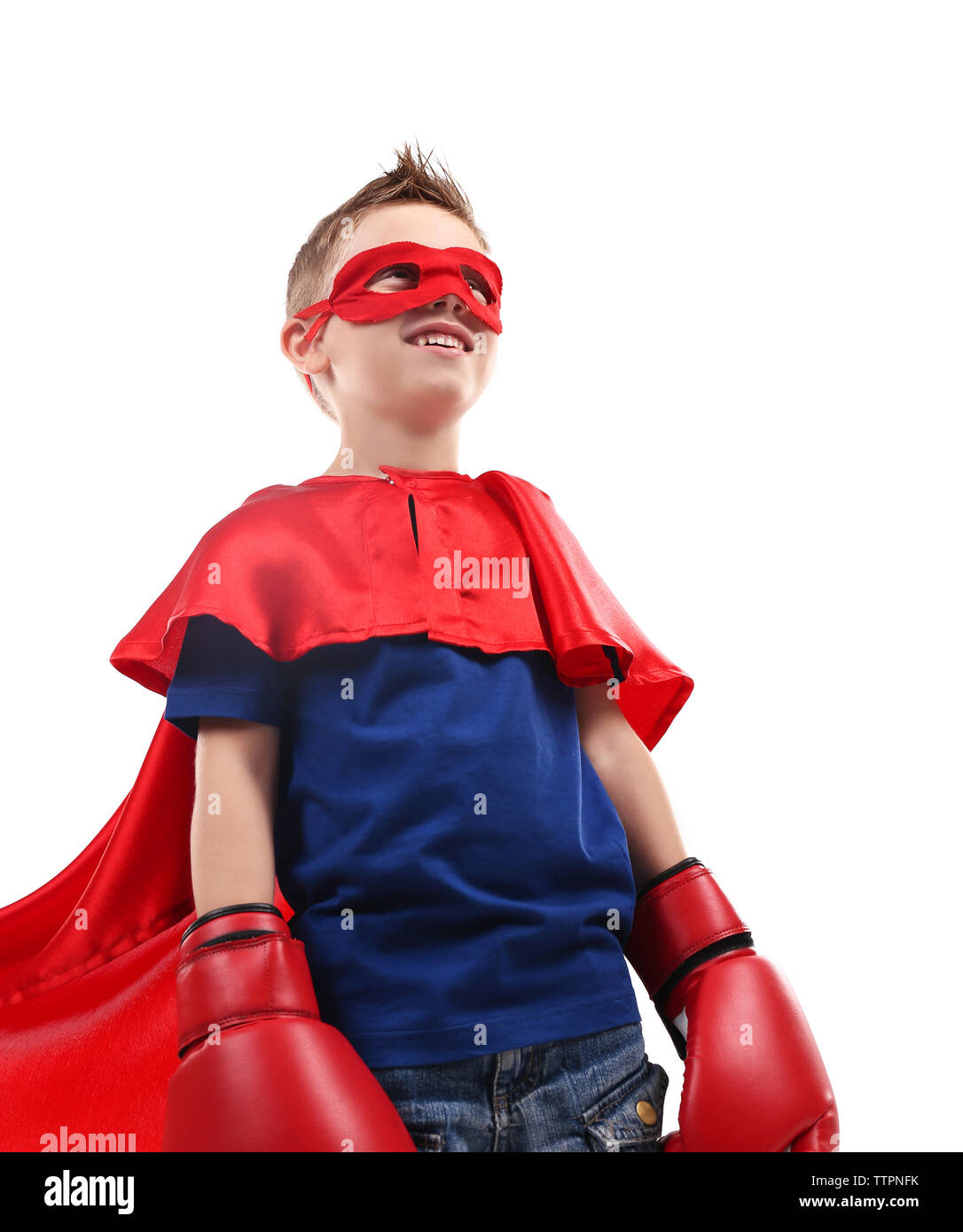 Superhero kid, isolated on white Stock Photo - Alamy