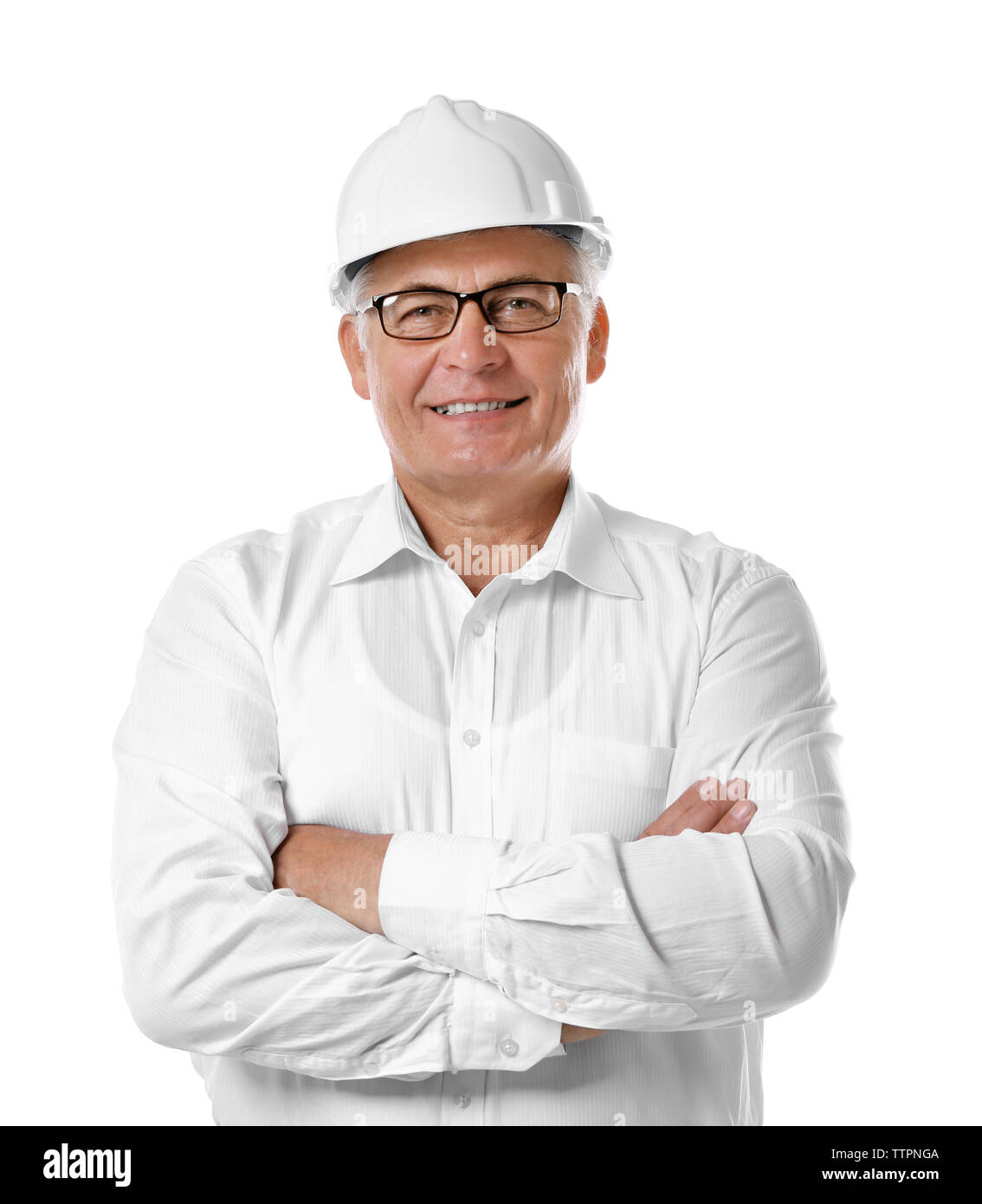 Construction worker, isolated on white Stock Photo - Alamy