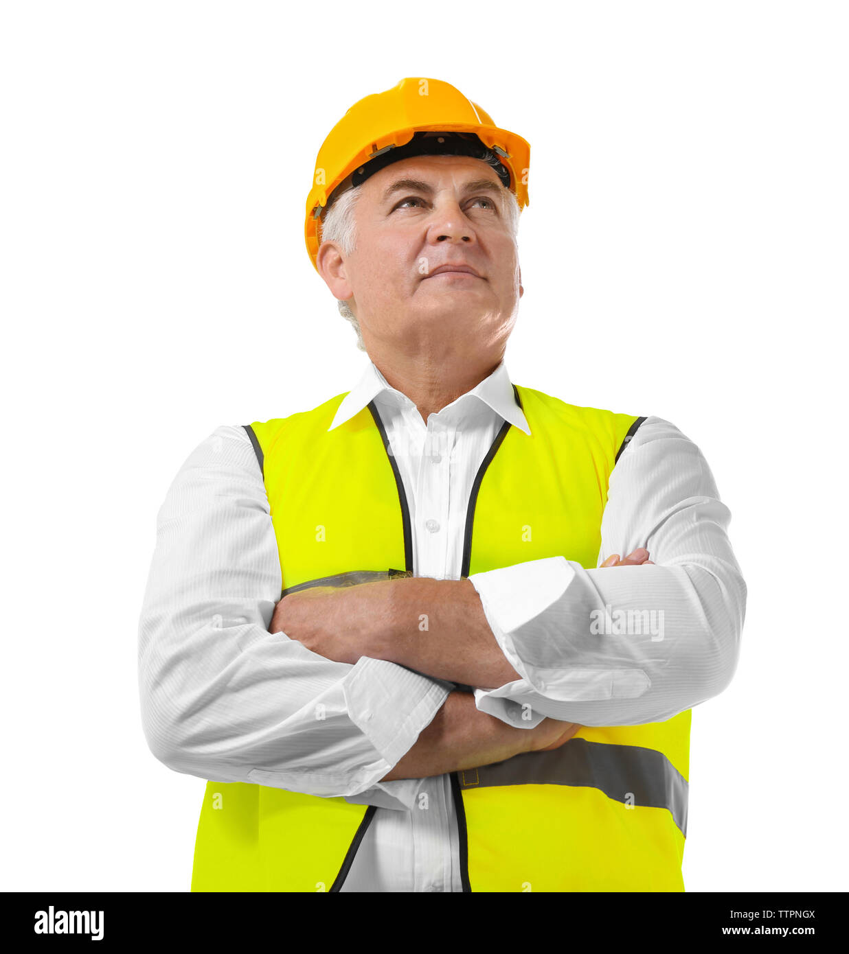 Construction worker, isolated on white Stock Photo - Alamy