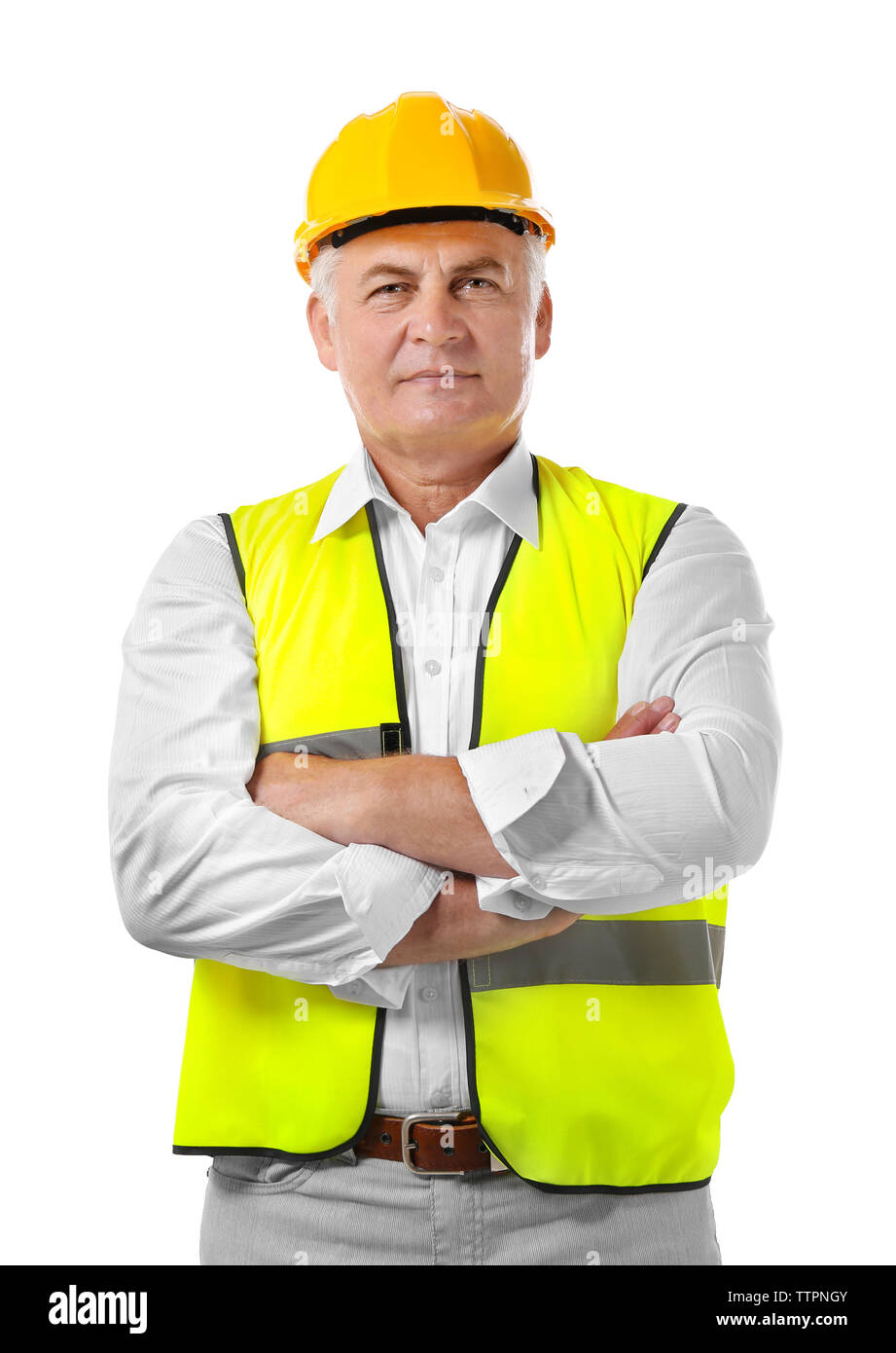 Construction worker, isolated on white Stock Photo - Alamy