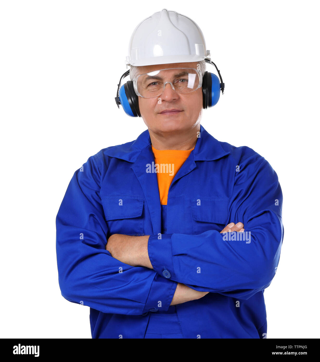 Construction worker, isolated on white Stock Photo - Alamy