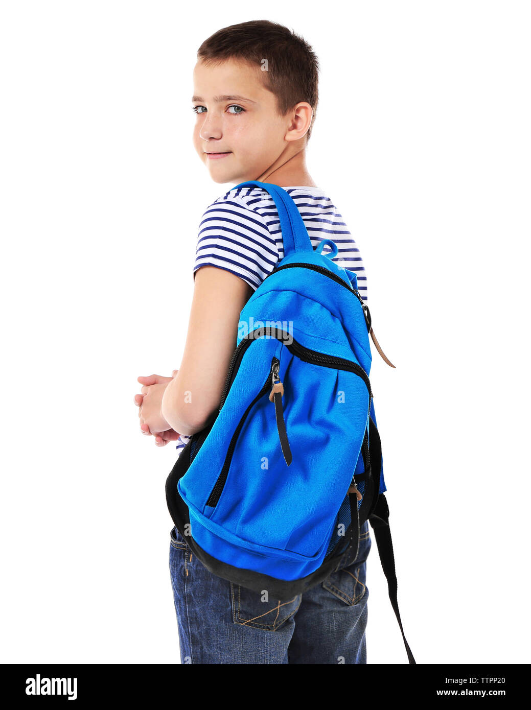 Cute schoolboy, isolated on white Stock Photo - Alamy