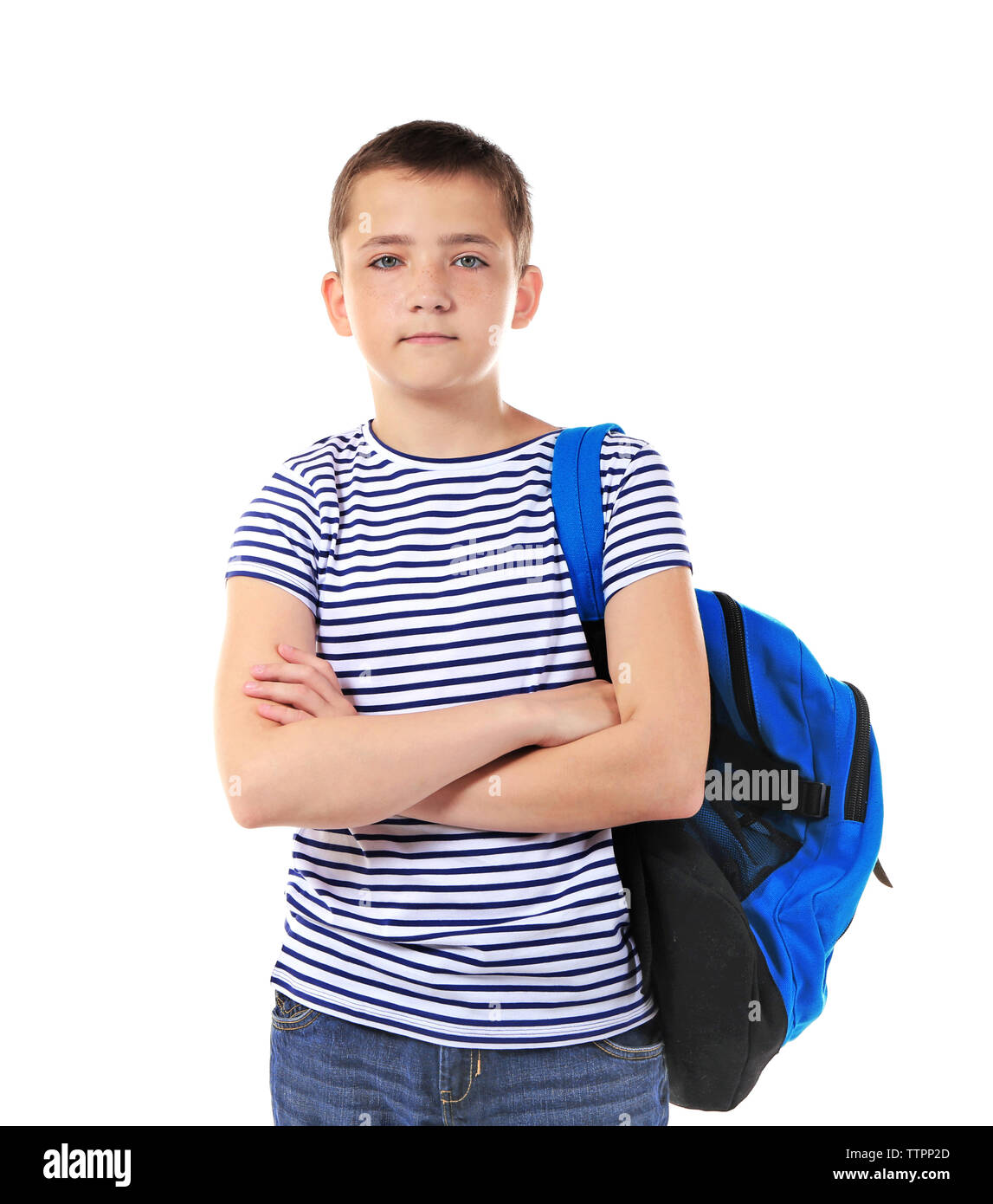 Cute schoolboy, isolated on white Stock Photo - Alamy