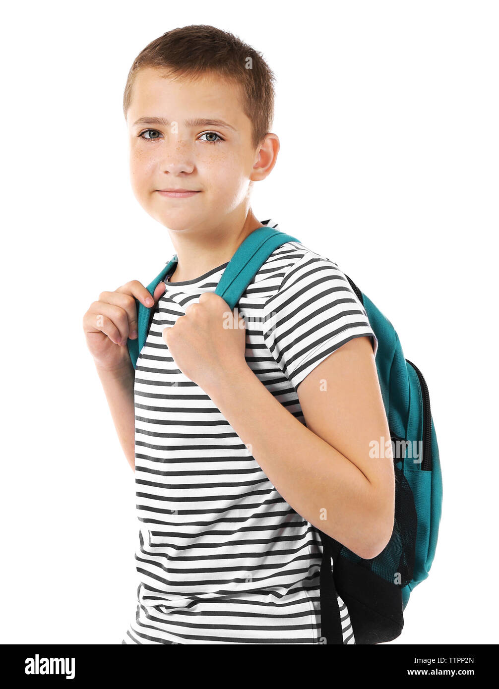 Cute schoolboy, isolated on white Stock Photo - Alamy
