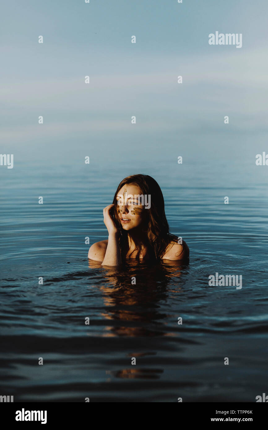 Woman face reflection water hi-res stock photography and images - Alamy