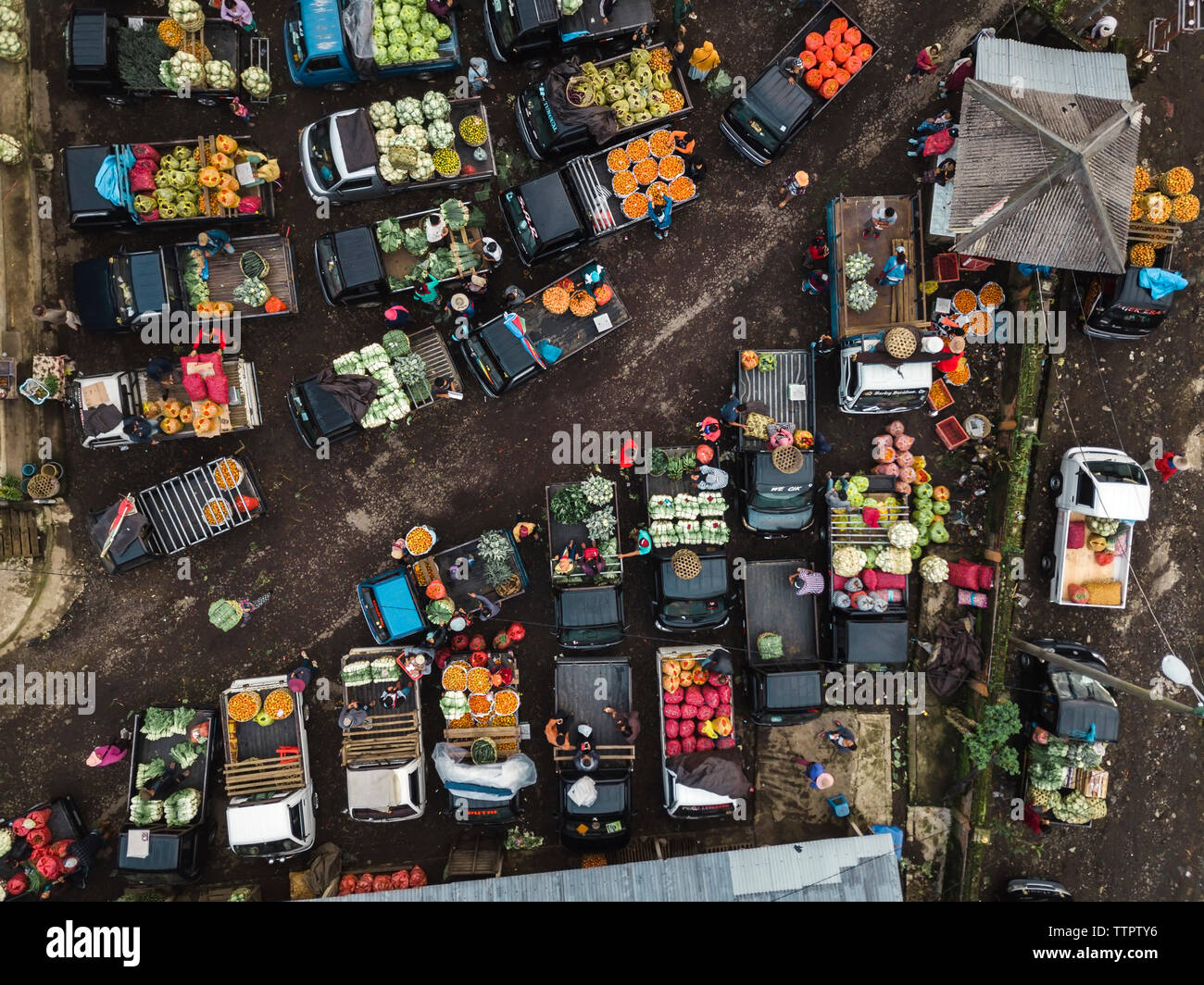 Aerial view of fruit market Stock Photo - Alamy