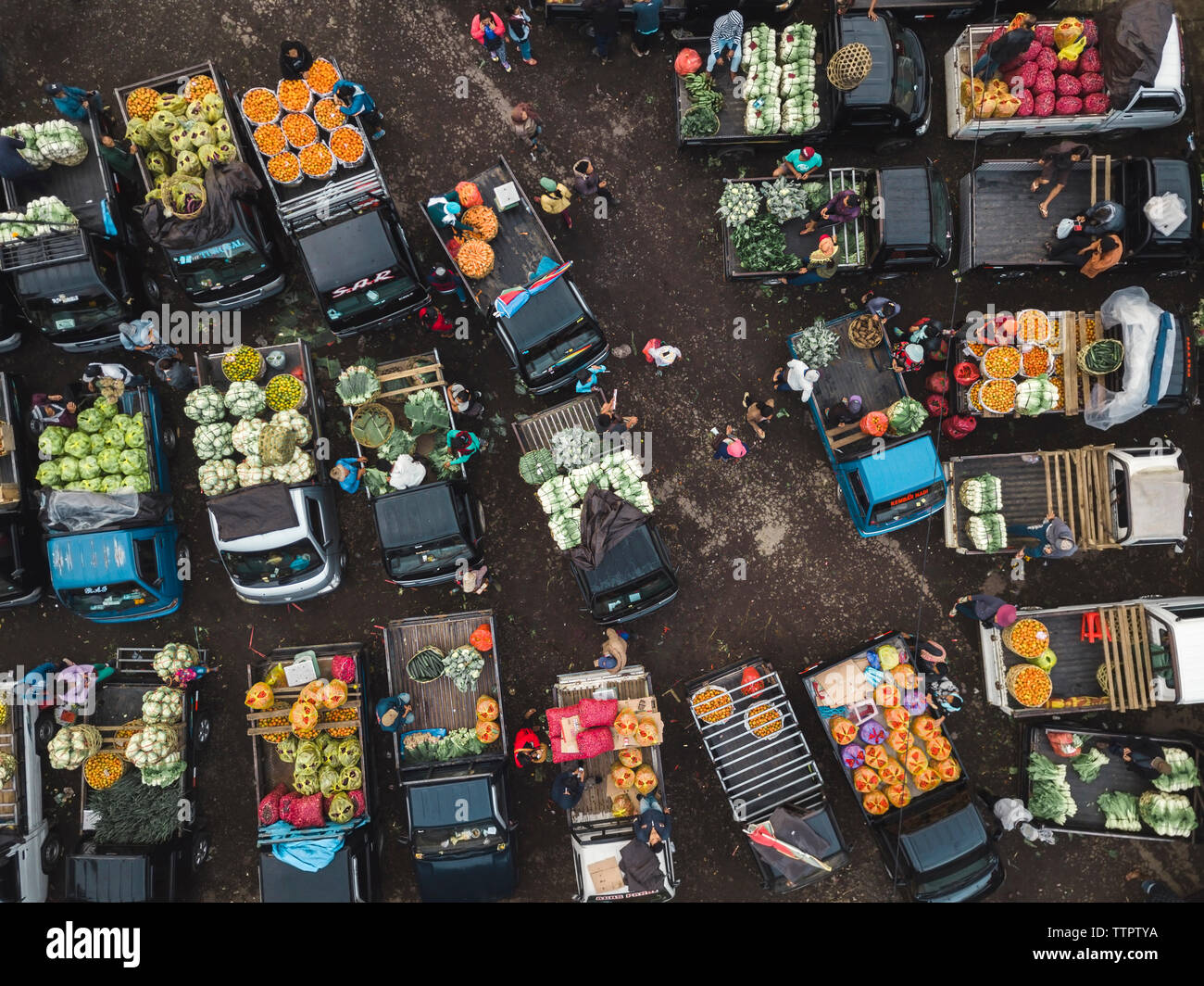 Aerial view of fruit market Stock Photo - Alamy
