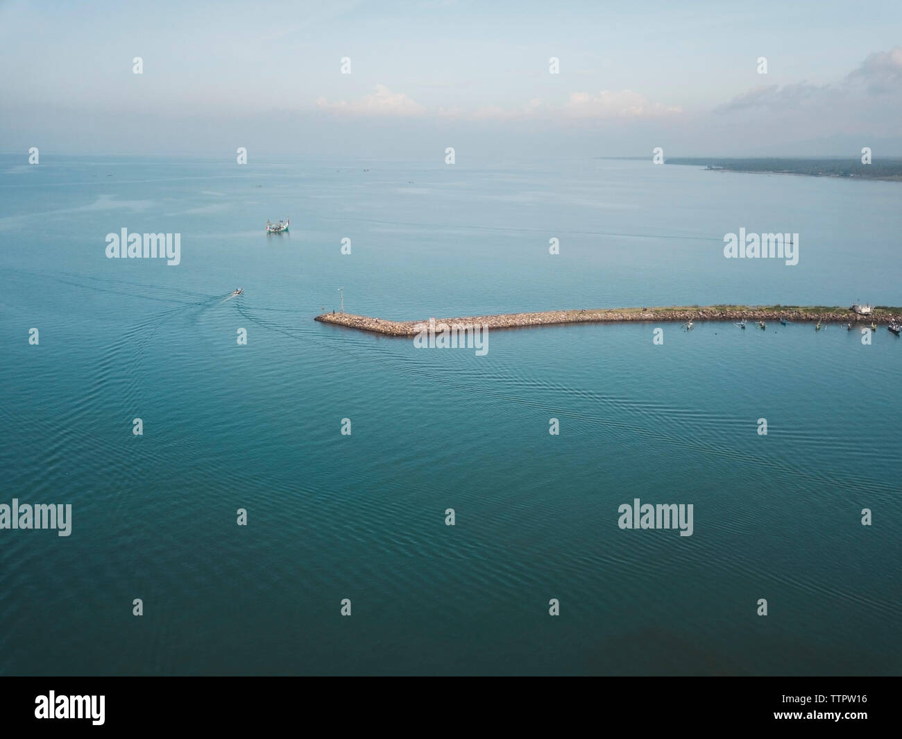 Aerial view of harbor mole Stock Photo - Alamy