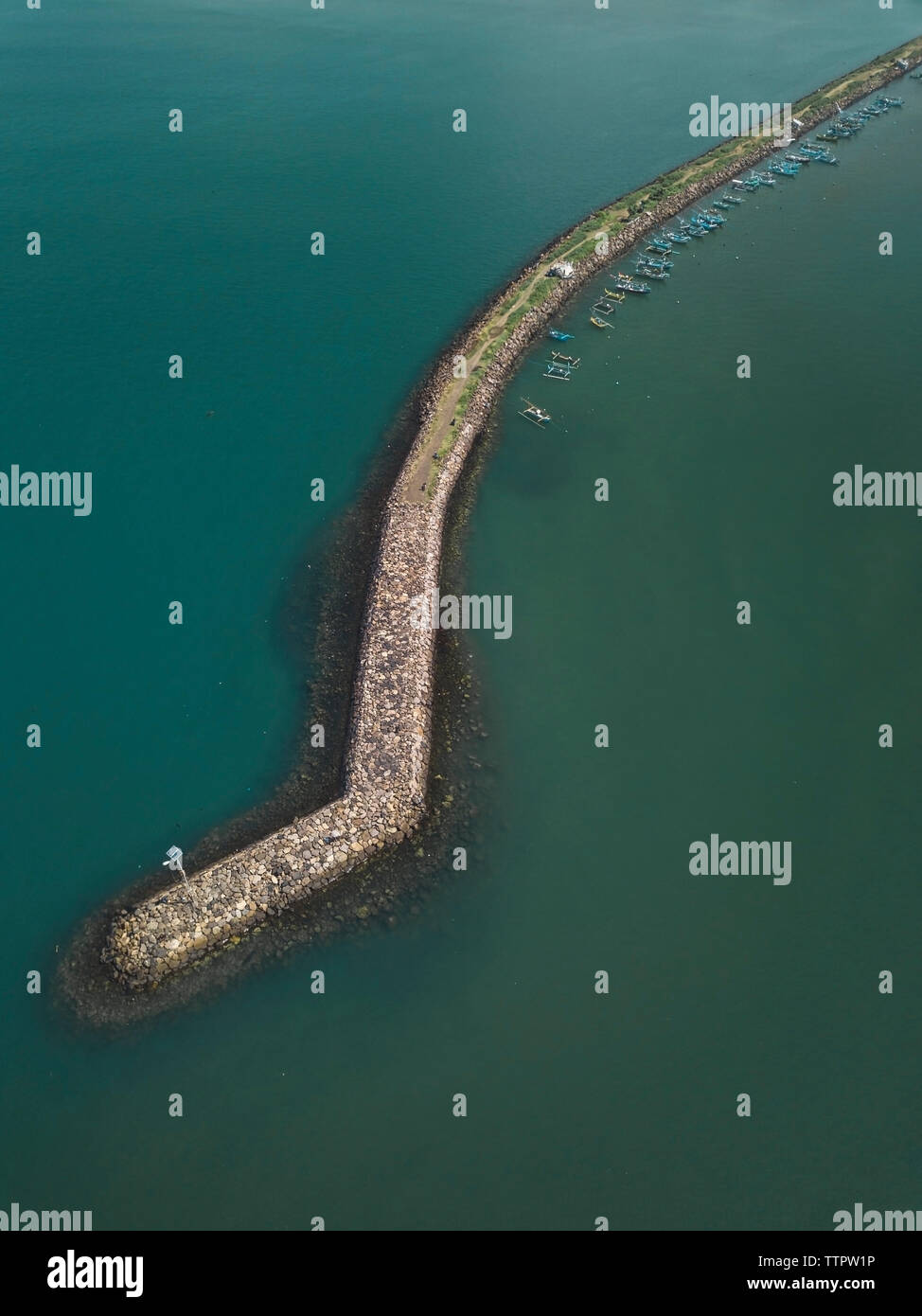 Aerial view of harbor mole Stock Photo - Alamy