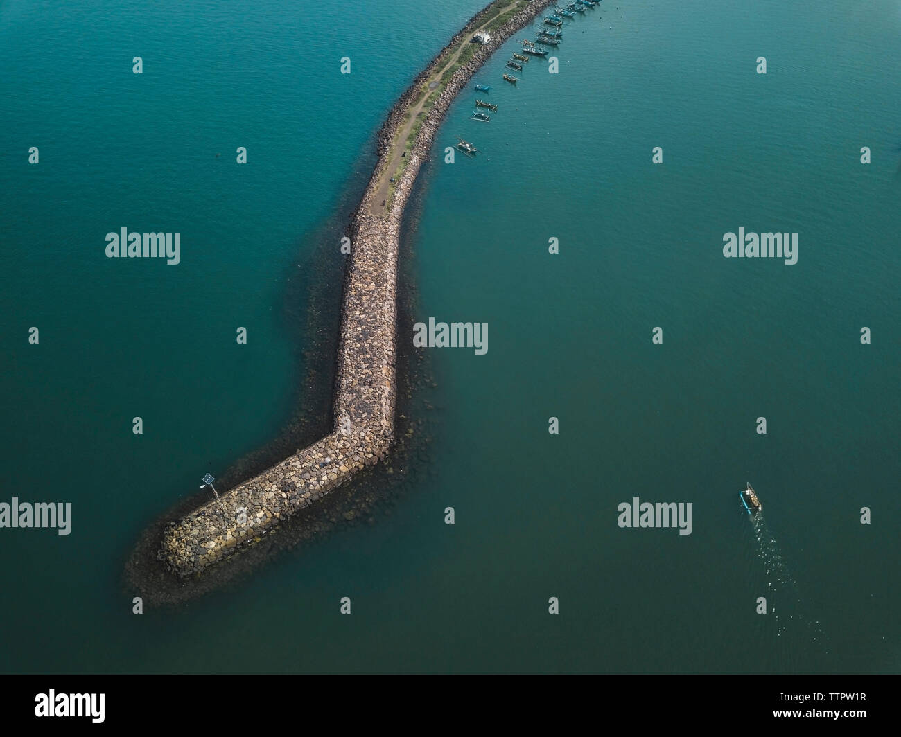Aerial view of harbor mole Stock Photo - Alamy
