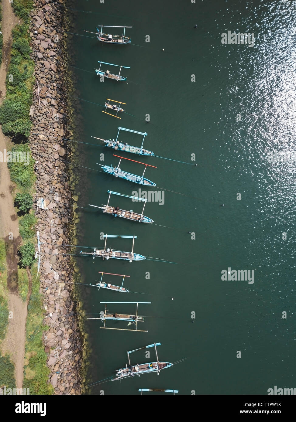 Aerial view of harbor mole Stock Photo - Alamy
