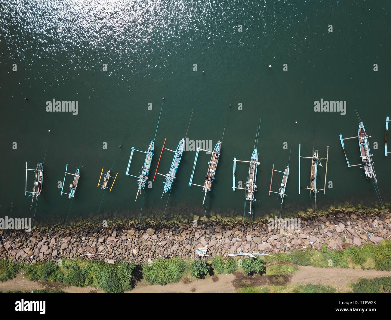 Aerial view of harbor mole Stock Photo - Alamy