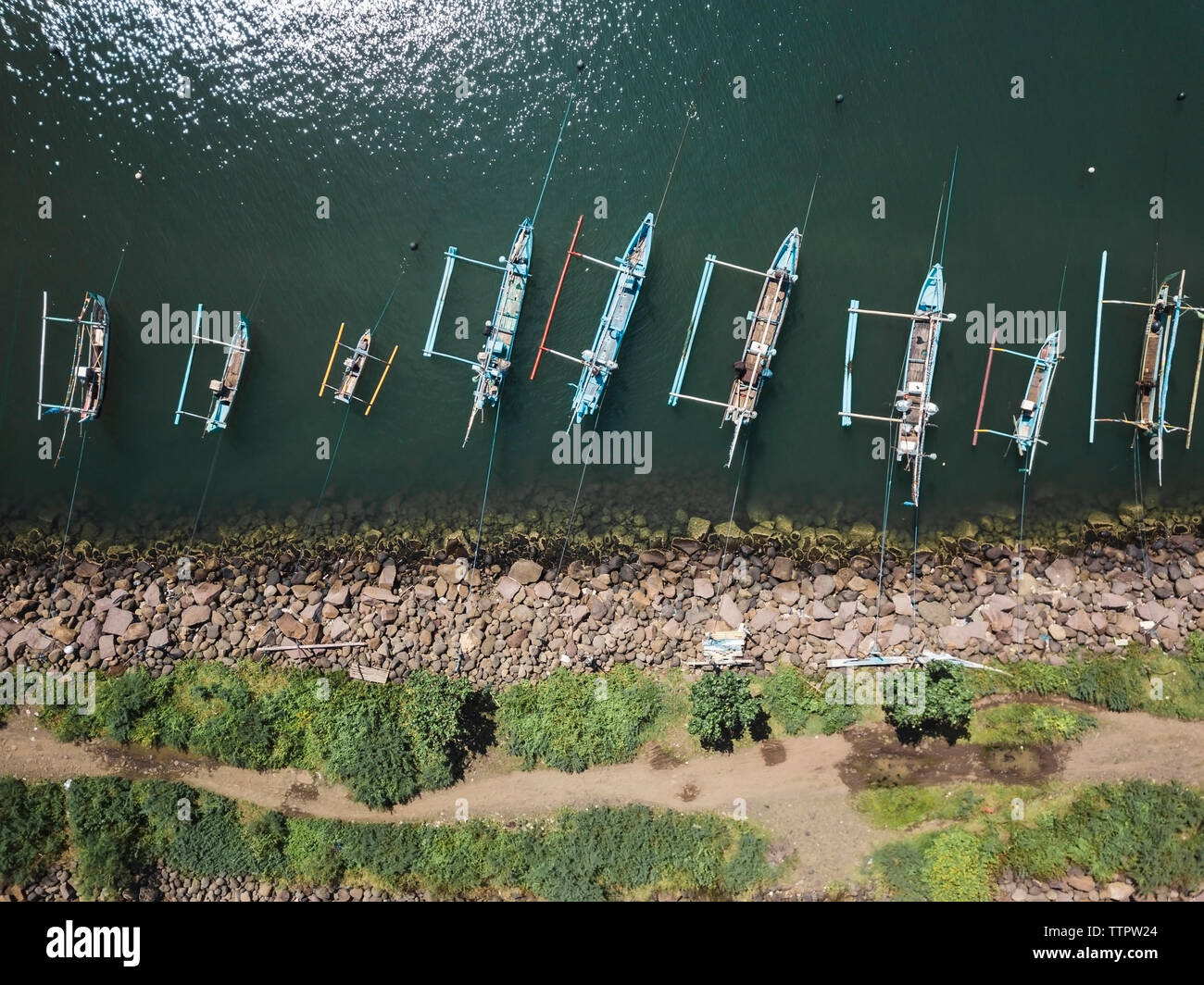 Aerial view of harbor mole Stock Photo - Alamy