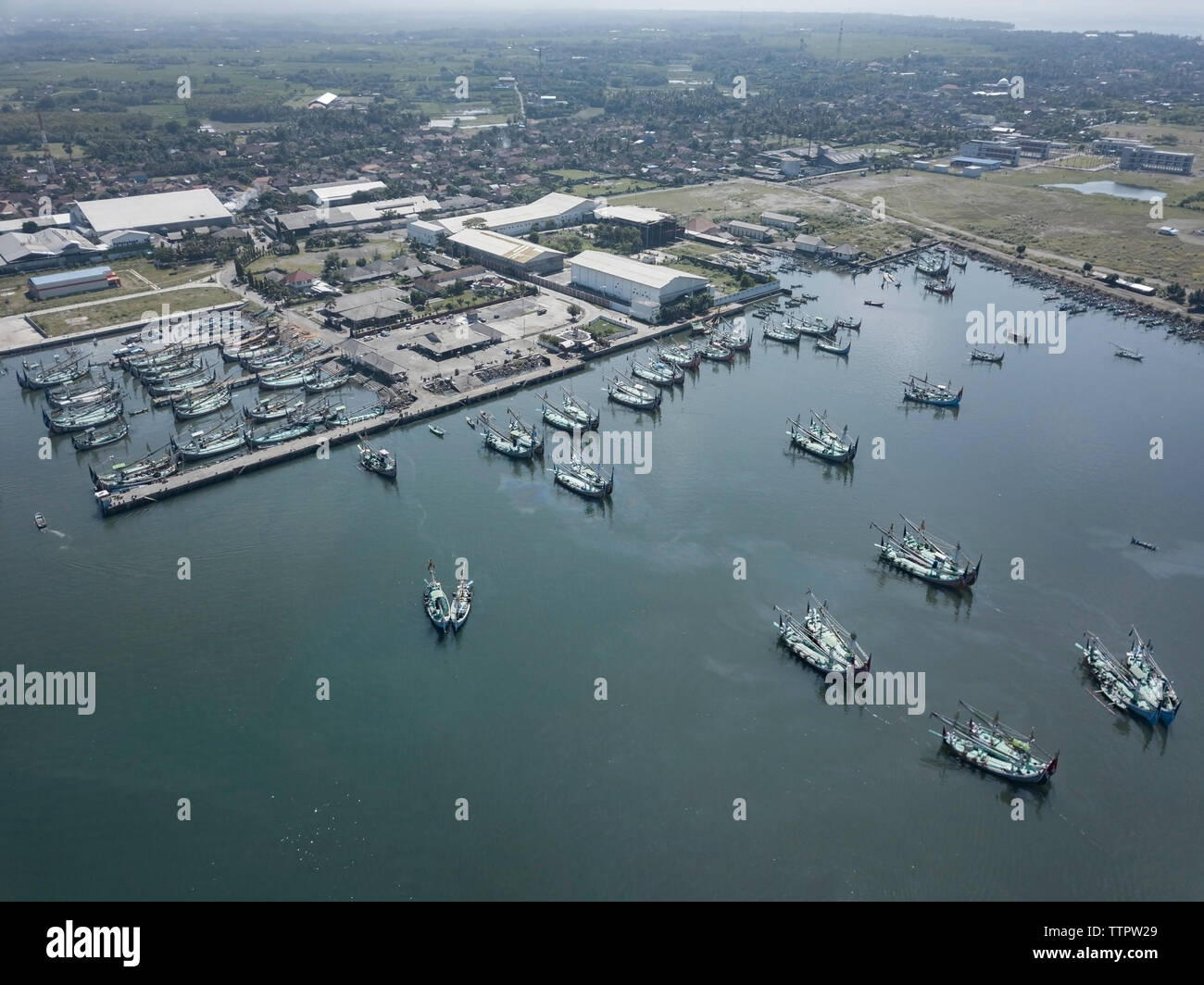 Aerial view of harbor mole Stock Photo - Alamy