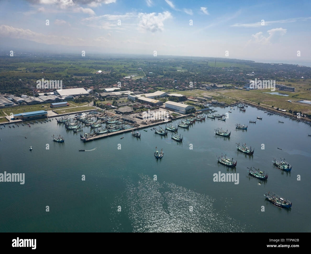 Aerial view of harbor mole Stock Photo - Alamy