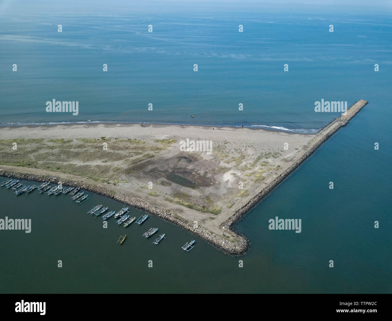 Aerial view of harbor mole Stock Photo - Alamy