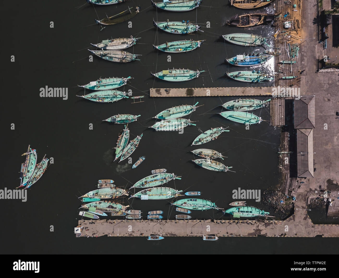 Aerial view of harbor mole Stock Photo - Alamy