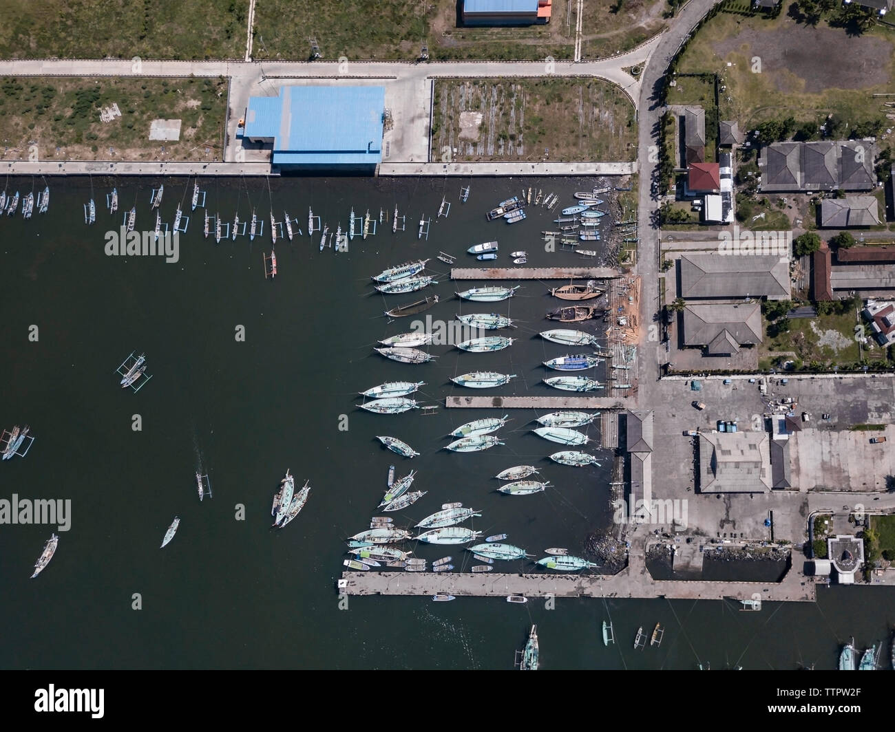 Aerial view of harbor mole Stock Photo - Alamy
