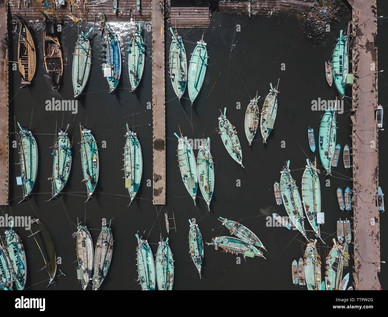 Aerial view of harbor mole Stock Photo - Alamy