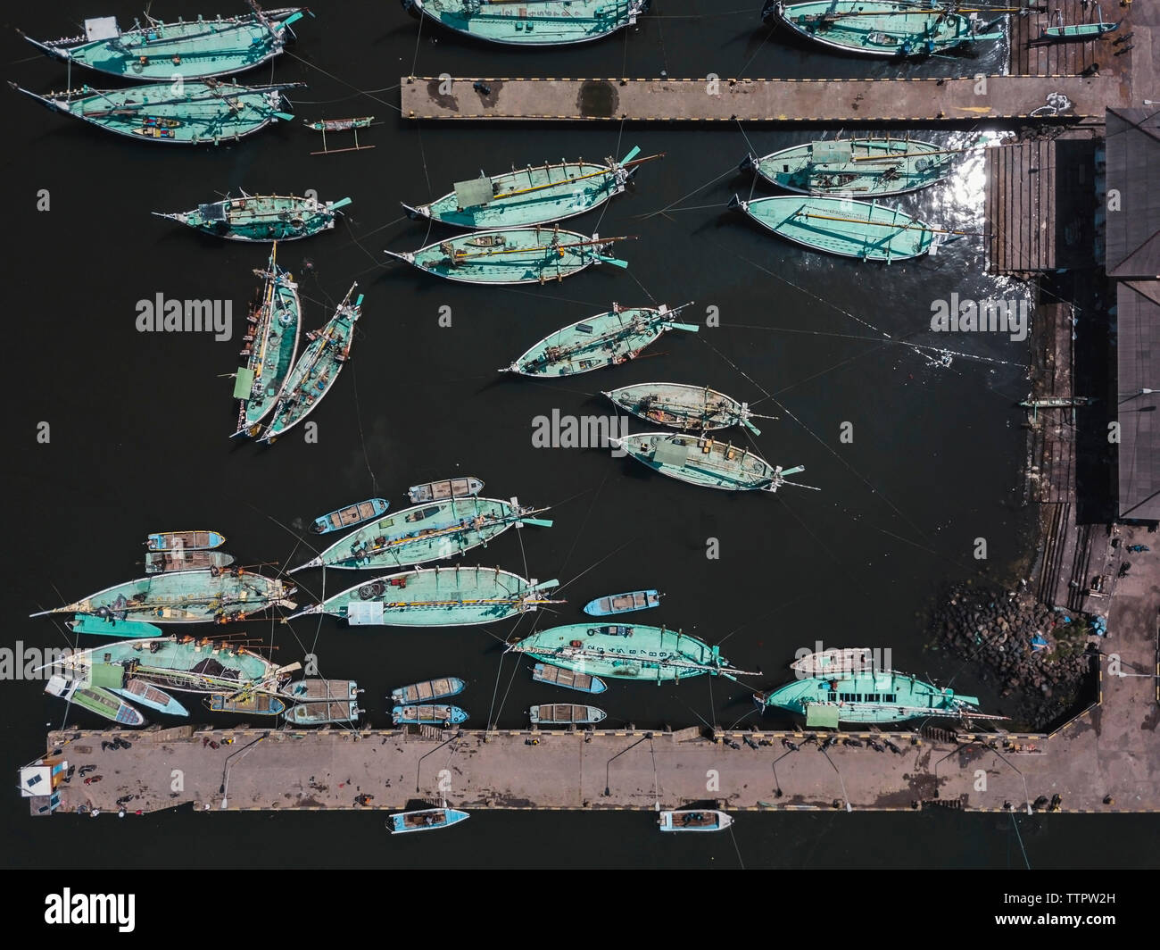 Aerial view of harbor mole Stock Photo - Alamy