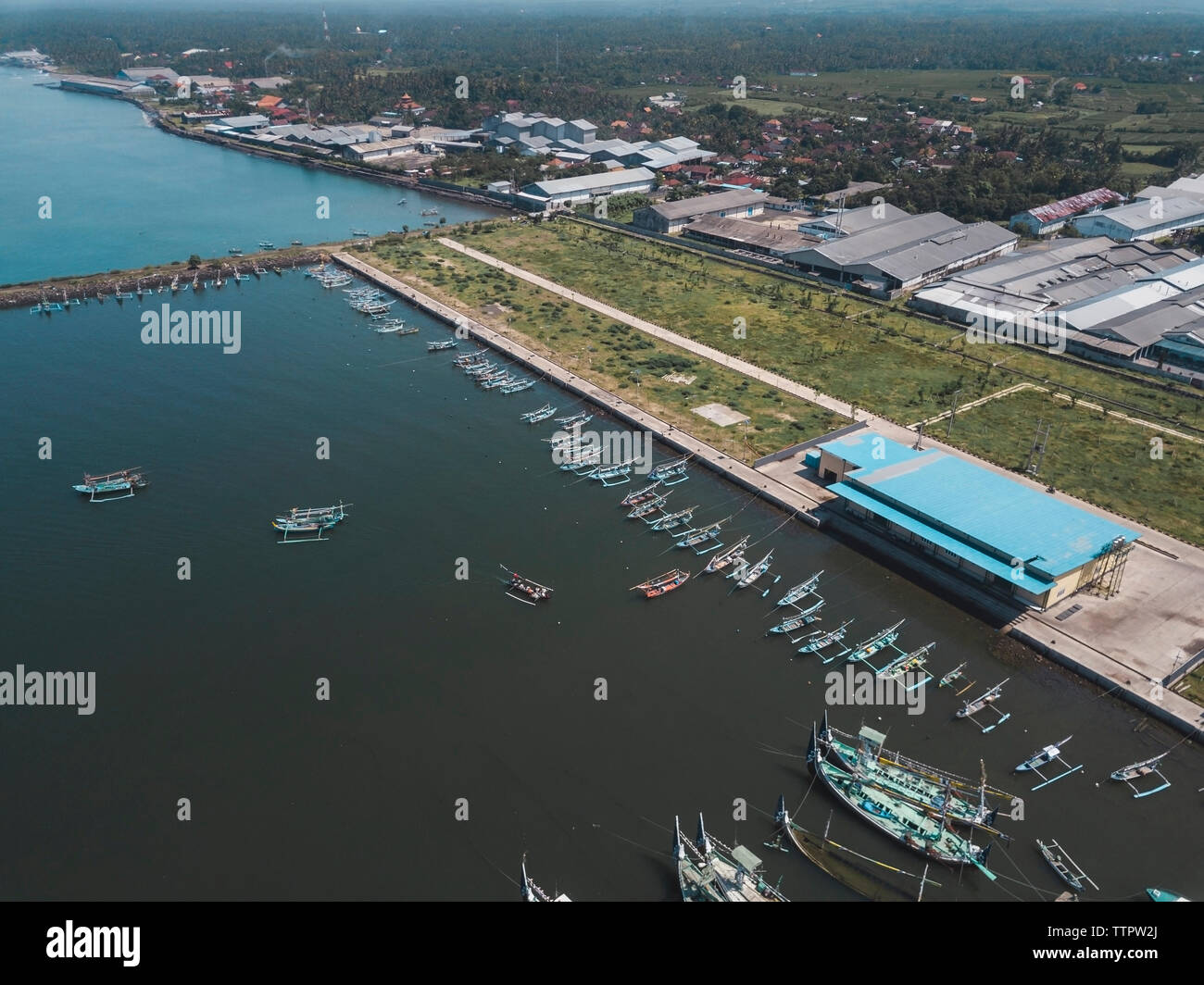 Aerial view of harbor mole Stock Photo - Alamy
