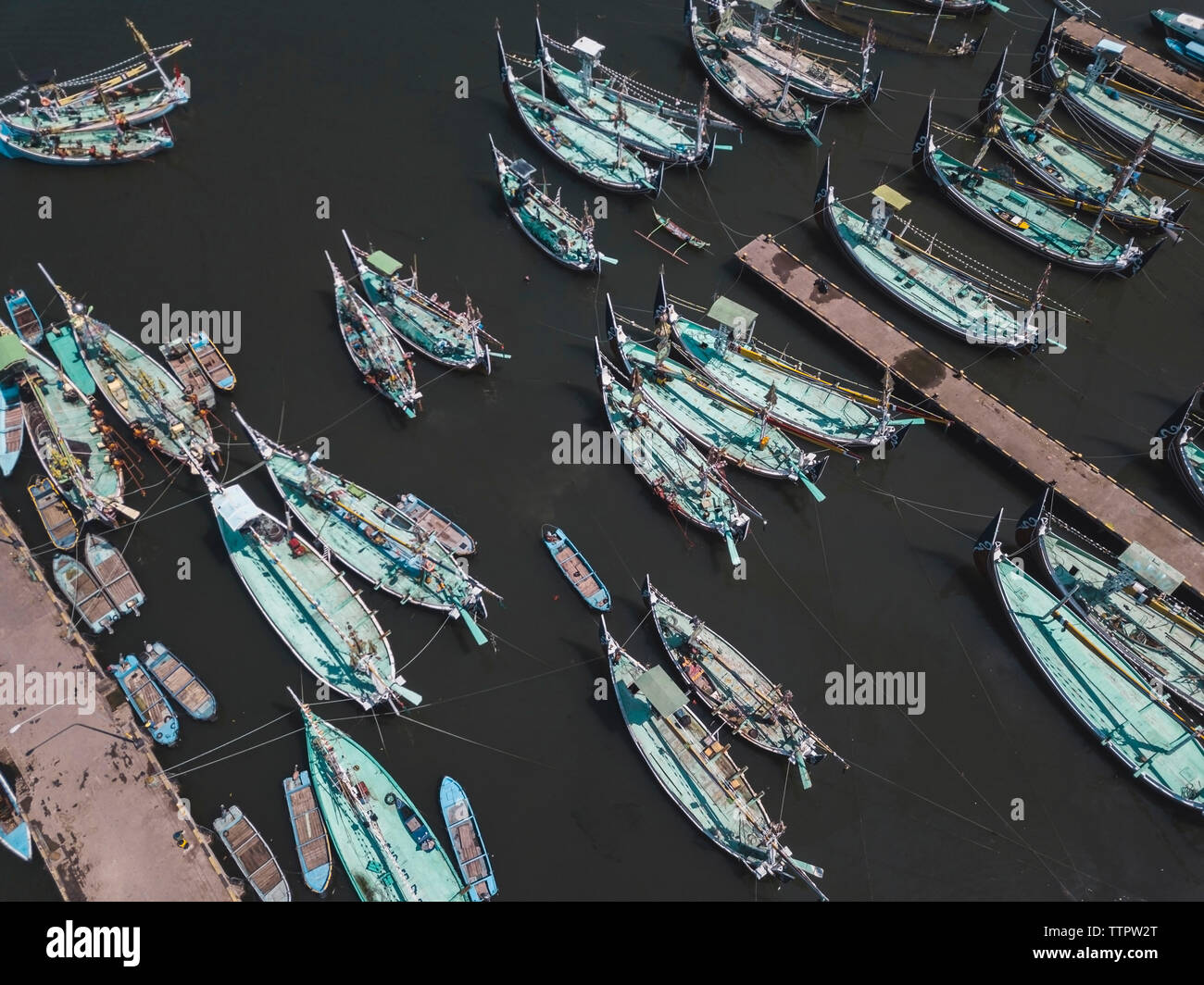 Aerial view of harbor mole Stock Photo - Alamy