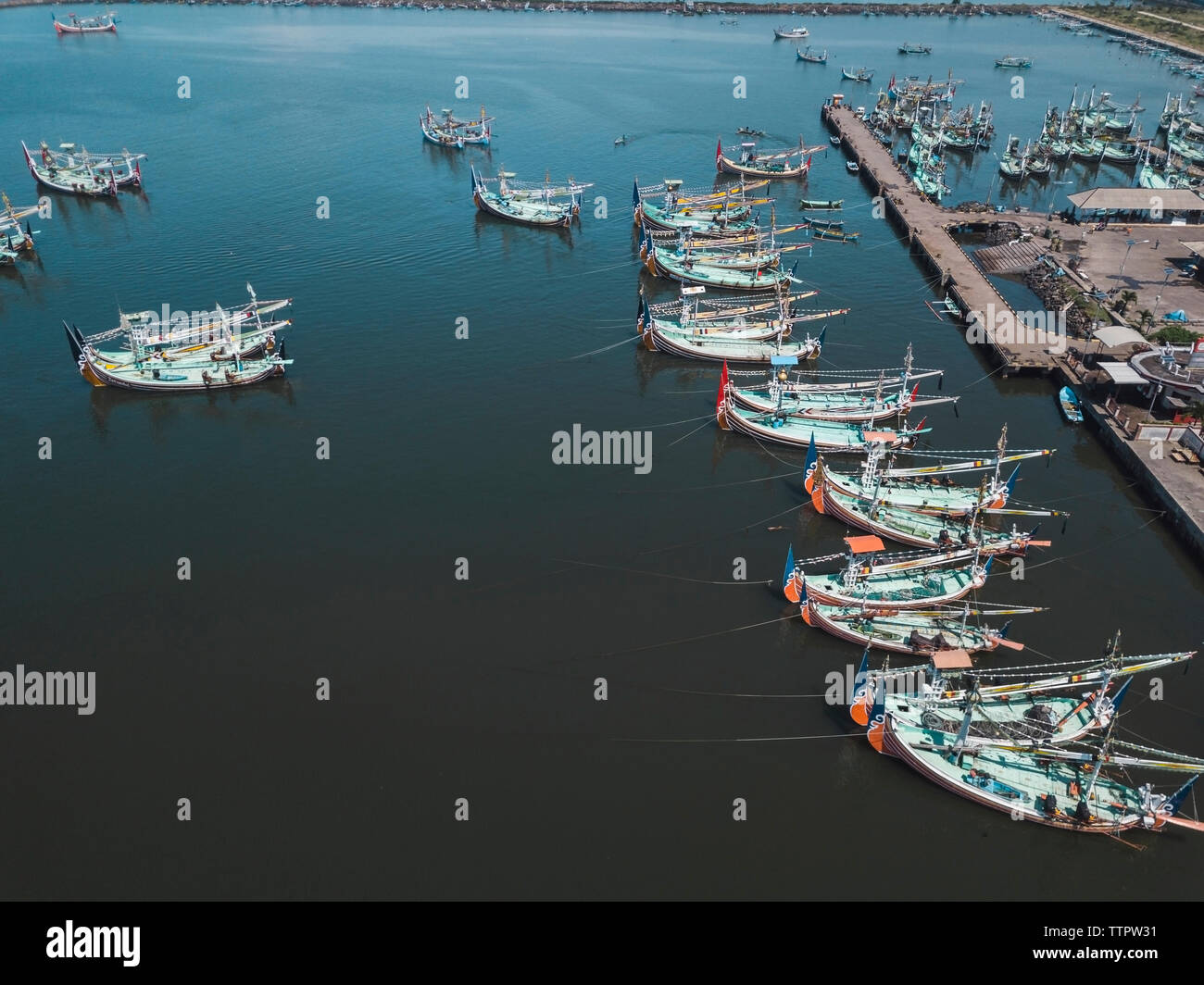 Aerial view of harbor mole Stock Photo - Alamy