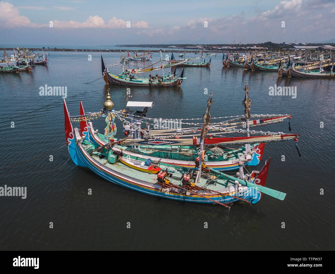 Aerial view of harbor mole Stock Photo - Alamy