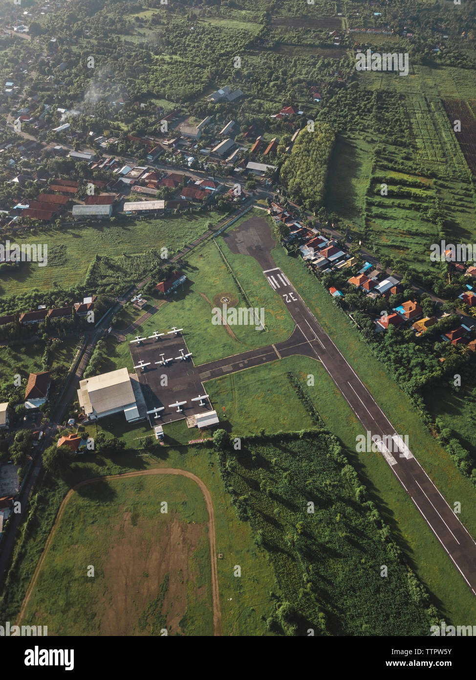 Aerial view of the small airport Stock Photo - Alamy
