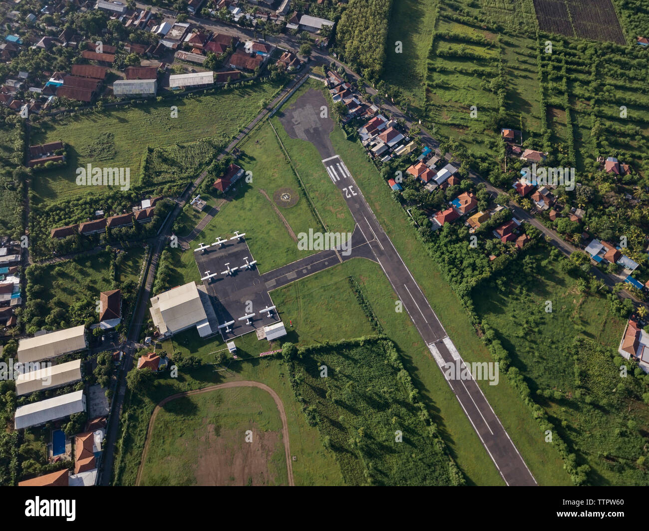 Aerial view of the small airport Stock Photo - Alamy