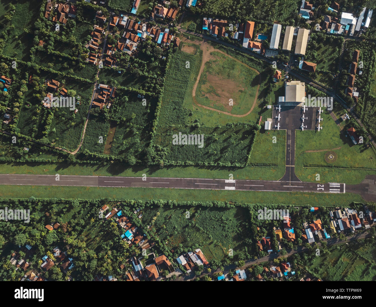 Aerial view of the small airport Stock Photo - Alamy