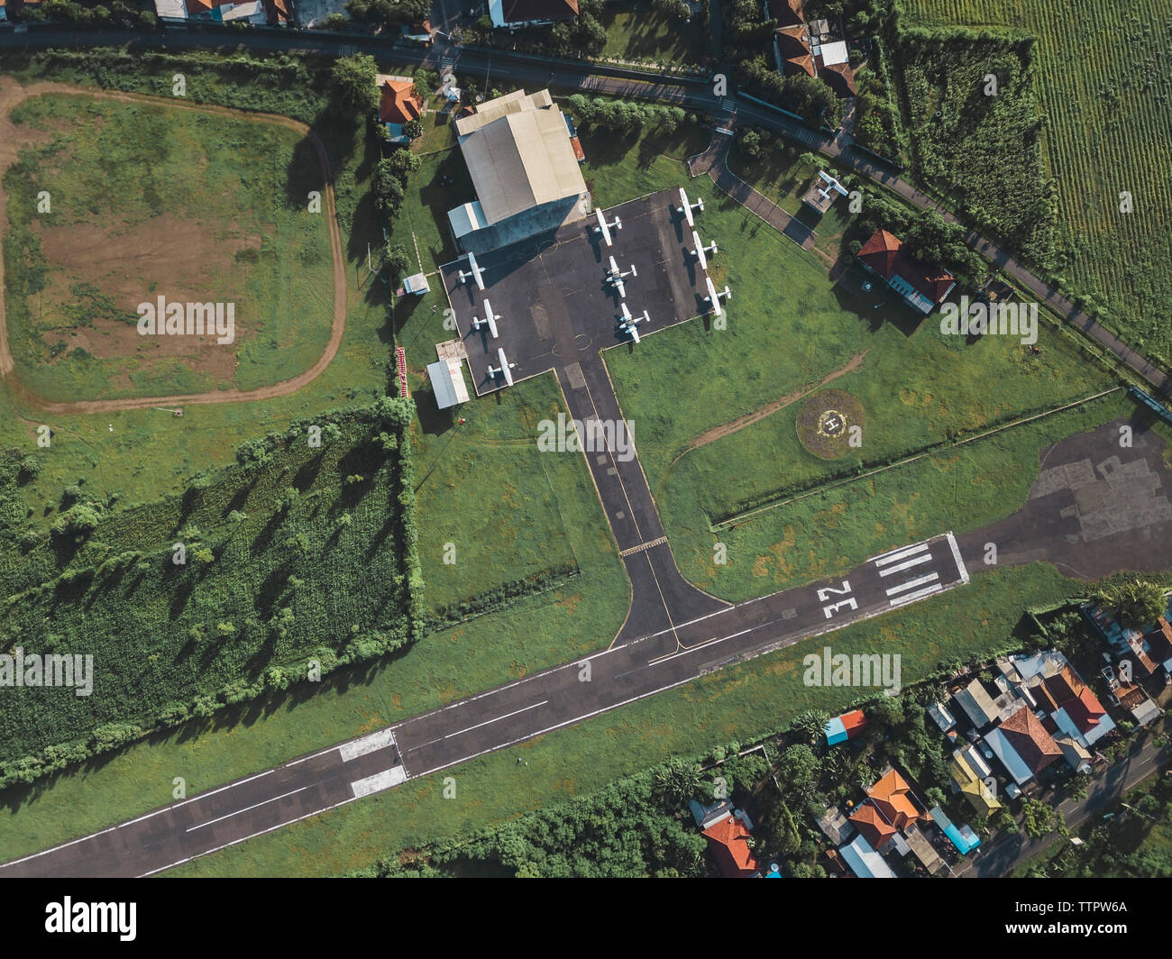 Aerial view of the small airport Stock Photo - Alamy